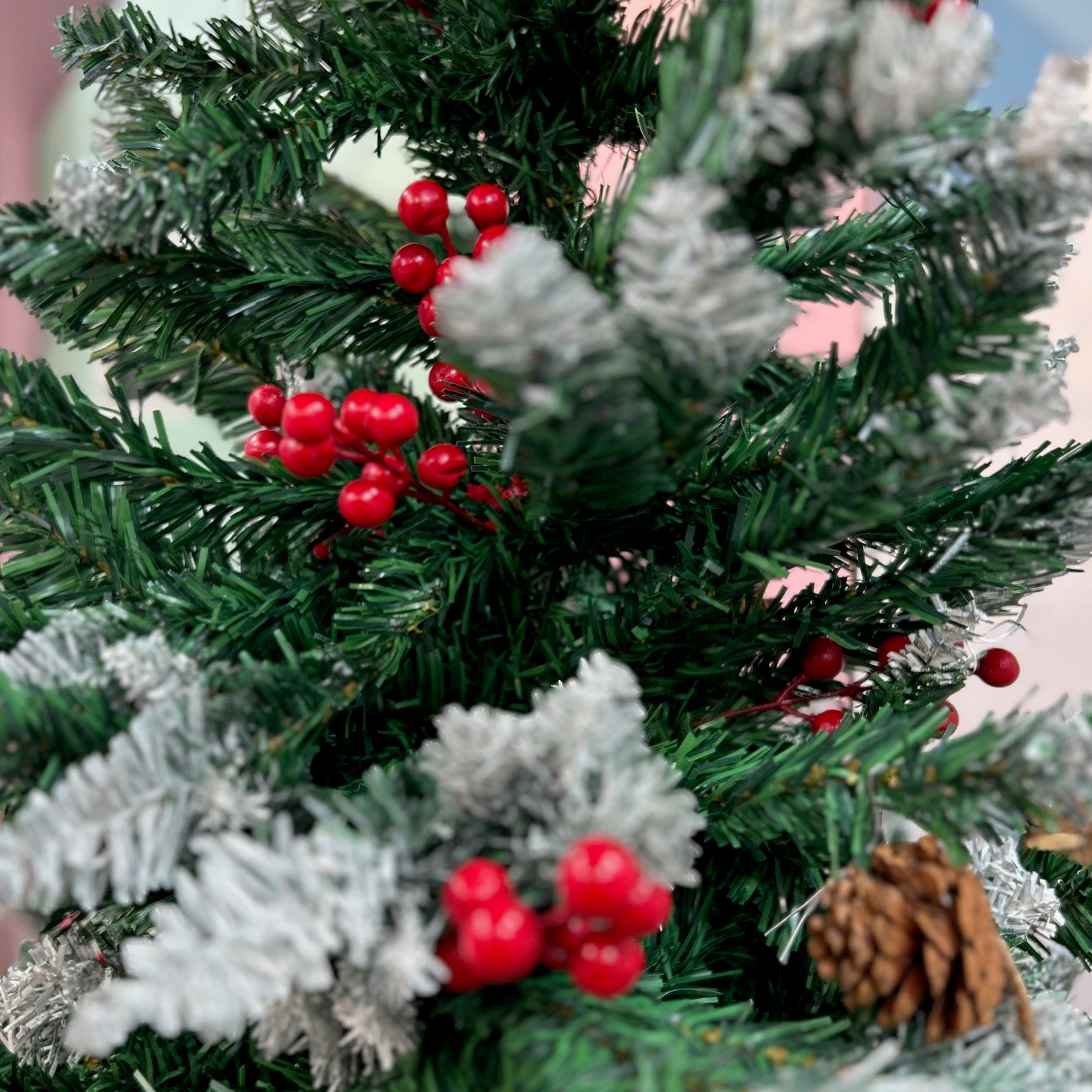 Jr.Billionaire 6 ft Snowy Norway Spruce & Cherry Pine Tree With Remova